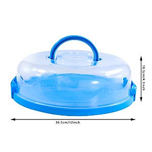 DIIRPPR 12" Portable Pie Carrier with Lid and Cupcake Muffin Tart Cookie Keeper Food, for Wedding Party Baby Shower Party Christmas,Suitable for 10 in x 4 1/2 in cake(Blue)