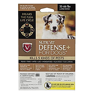 Nutri-Vet Defense Plus Flea & Tick Control for Large Dogs, 33 lb-66 lb, Model: 1030239