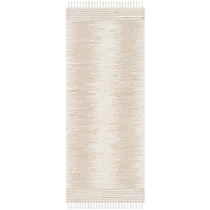 SAFAVIEH Montauk Collection Runner Rug - 2'6" x 6', Beige, Handmade Fringe Cotton, Ideal for High Traffic Areas in Living Room, Bedroom (MTK752A)