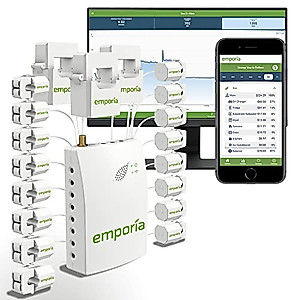 3-Phase Emporia Smart Home Energy Monitor | Real Time Electricity Monitor/Meter | Solar/Net Metering | Conserve Energy and Get Peace of Mind (Monitor with 16 50A Sensors)