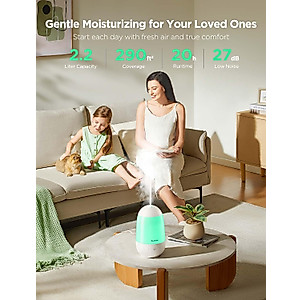 GoveeLife Smart Mini Humidifier for Baby Nursery, Top Fill Cool Mist Humidifier with Scent Diffuser & Nightlight, Built-in Sensor, Works with Alexa, Ultrasonic Humidifiers for Home, Bedroom and Plants