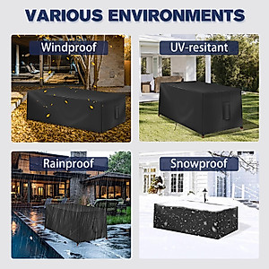 Favoyard Patio Furniture Covers Tear-Resistant Outdoor Furniture Covers Waterproof for Patio Dining Table and Chairs Cover with Windproof Buckle Straps Heavy Duty patio cover 108" L x 82" W x 28" H