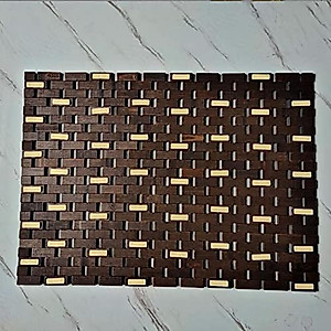 SM SunniMix Bath Mat Non Slip Kitchen Rug, Bamboo Wood Bathroom Mat, Bathmat Floor Mat Shower for Sauna Floor Swimming Shower Home SPA, Brown