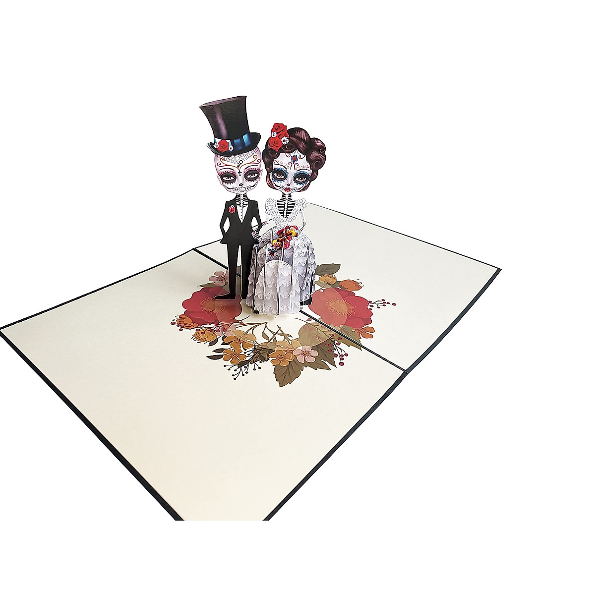 Corpse Couple, Corpse Bride and Groom, Funny Wedding Card, Birthday Card, Halloween, Valentine's Day, Day of the Dead, Dia de Muertos (on Flower)