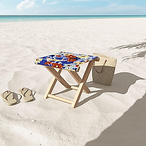 Deny Designs Folding Stool, Marta Barragan Camarasa Spring Garden Strokes