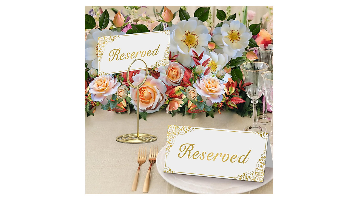 Elegant Gold Reserved Table Signs - 18 Pack for Events