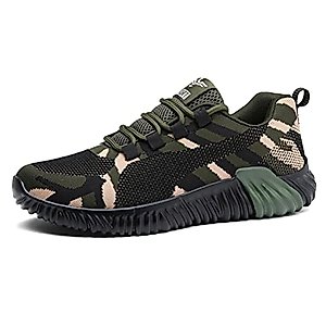 WILTENA Womens Mesh Camouflage Shoes Mens Non Slip Sports Running Tennis Sneakers Walking Shoes Camouflage(19) Size 11w/9.5m