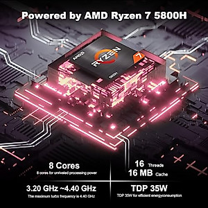 GEEKOM A5 Mini PC, AMD Ryzen 7 5800H(8C/16T, up to 4.4GHz), 32GB DDR4&512GB M.2 PCIe NVMe SSD, Vega 8 Graphics, Windows 11 Pro Desktop Computer Support 8K UHD/Wi-Fi 6/Bluetooth 5.2/USB 3.2