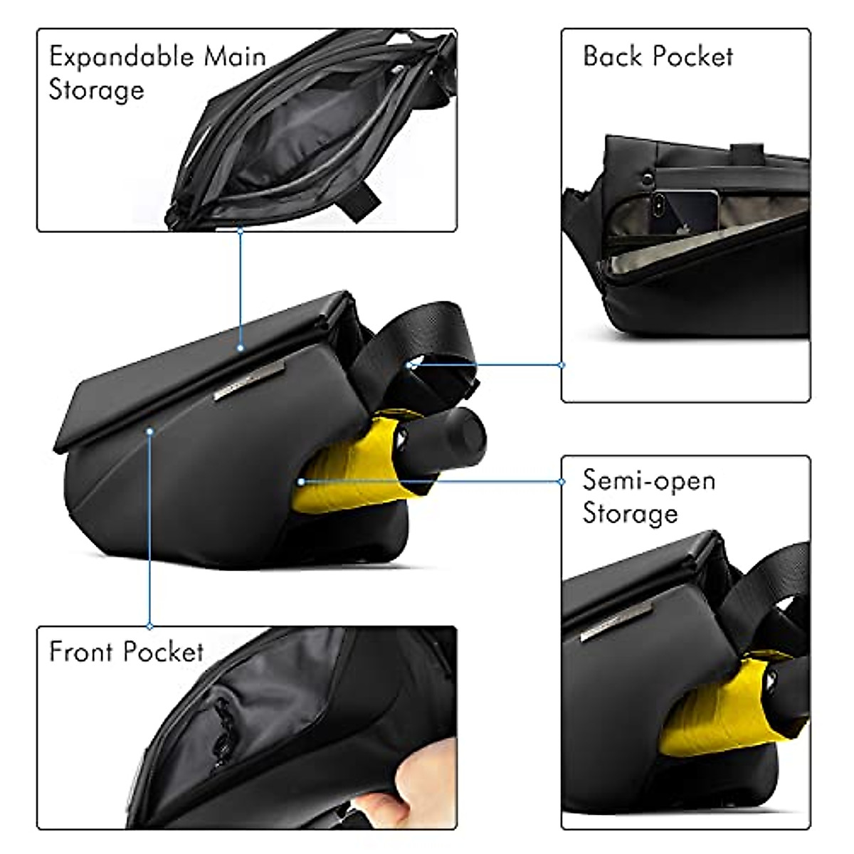 NIID Radiant Urban Sling Bag - Quick Access, Expandable, Multipurpose Crossbody Bag Waterproof Chest Shoulder Backpack Casual Daypack for Travel Work