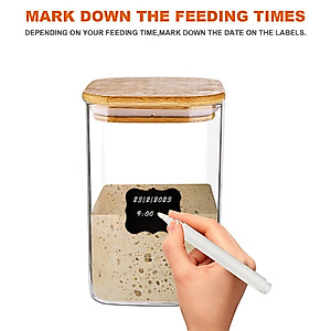 Uprony Sourdough Starter Jar Kit 38 Oz Wide Mouth Sourdough Container with Blackboard Stickers, Marker Pen, Silicone Scraper for Bread Baking Sour Dough Jar