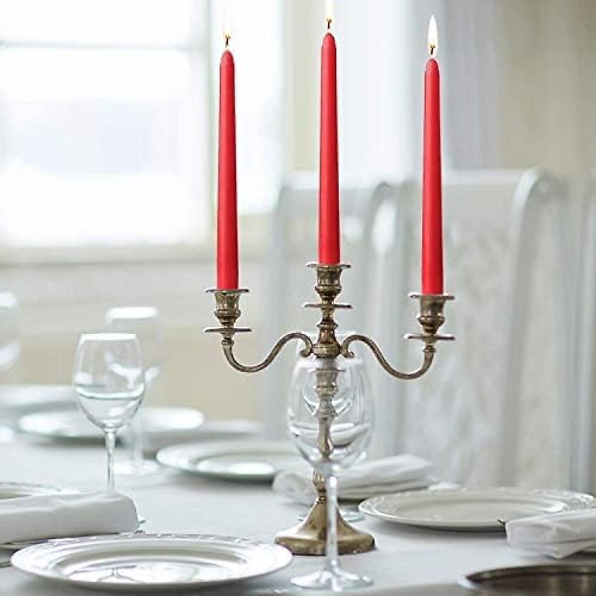 Red Taper Candles - Set of 14 Dripless Candles - 10 inch Tall, 3/4 inch Thick - 7.5 Hour Clean Burning