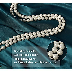 Cizoe 1920s Pearls Necklace Fashion Faux Pearls Gatsby Accessories Vintage Costume Jewelry Cream Long Necklace for Women(1A-white-1)