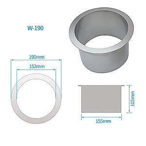 Drop-in Trash Chute - 304 Stainless Steel Round Built-in Countertop Waste Trash Chute Grommet, Brushed Finish