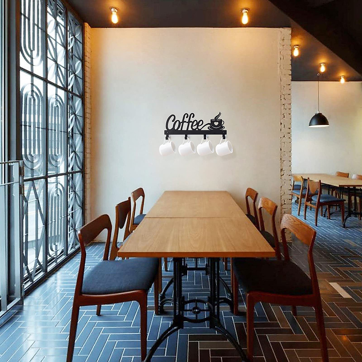 CUKE2BEET Wall Mounted Coffee Mug Holder, Wall Coffee Mug Rack Cup Holder Rack Mug Organizer Rack Coffee Mug Hanger for Coffee Bar, Kitchen Utensils Display