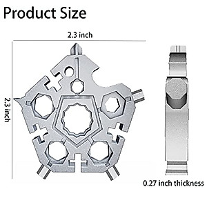 23-in-1 Snowflake Multitool Stainless Steel Multitool,Chxico 23-in-1 Stainless Multi-tool with Key Ring,Gift for Christmas(Silver)
