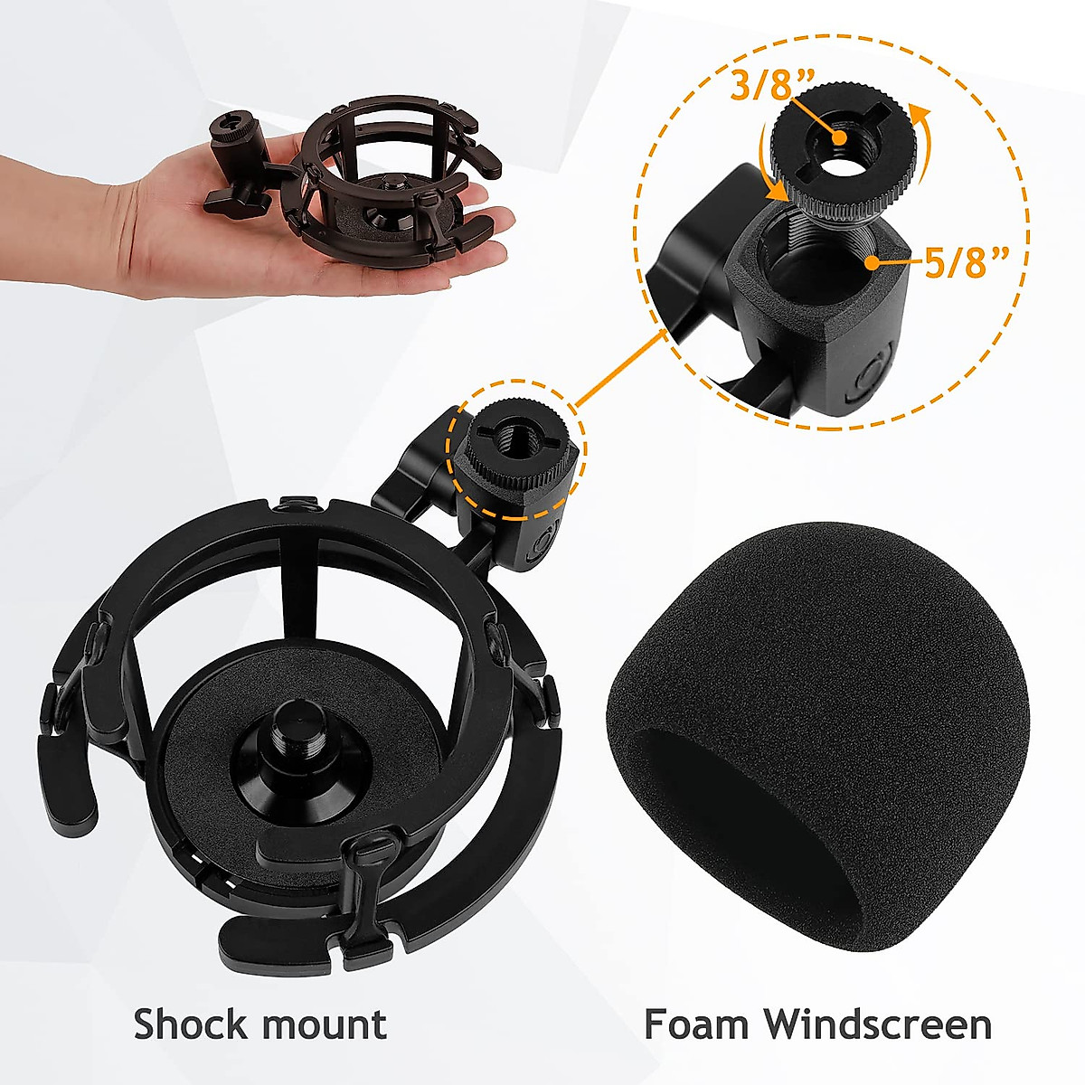 Silence Razer Mini Shock Mount with Foam Windscreen Cover, Anti-Vibration Suspension Shockmount Mic Holder Clip Pop Filter to Blocks Out Plosives for Seiren USB Streaming Microphone AVATAR