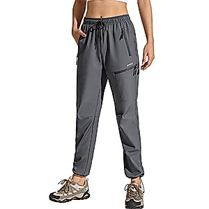 MOCOLY Women's Ski Snow Pants Warm Fleece Lined Hiking Pants Waterproof Windproof Softshell Insulated Warm Winter Cargo Pants Grey 3XL