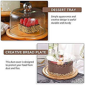 Cake Stand with Dome, Display Cake Stand Serving Platter Snack Tray Round Dessert Plate Tray for Baking Wedding Party (21 * 21 * 15.7cm)