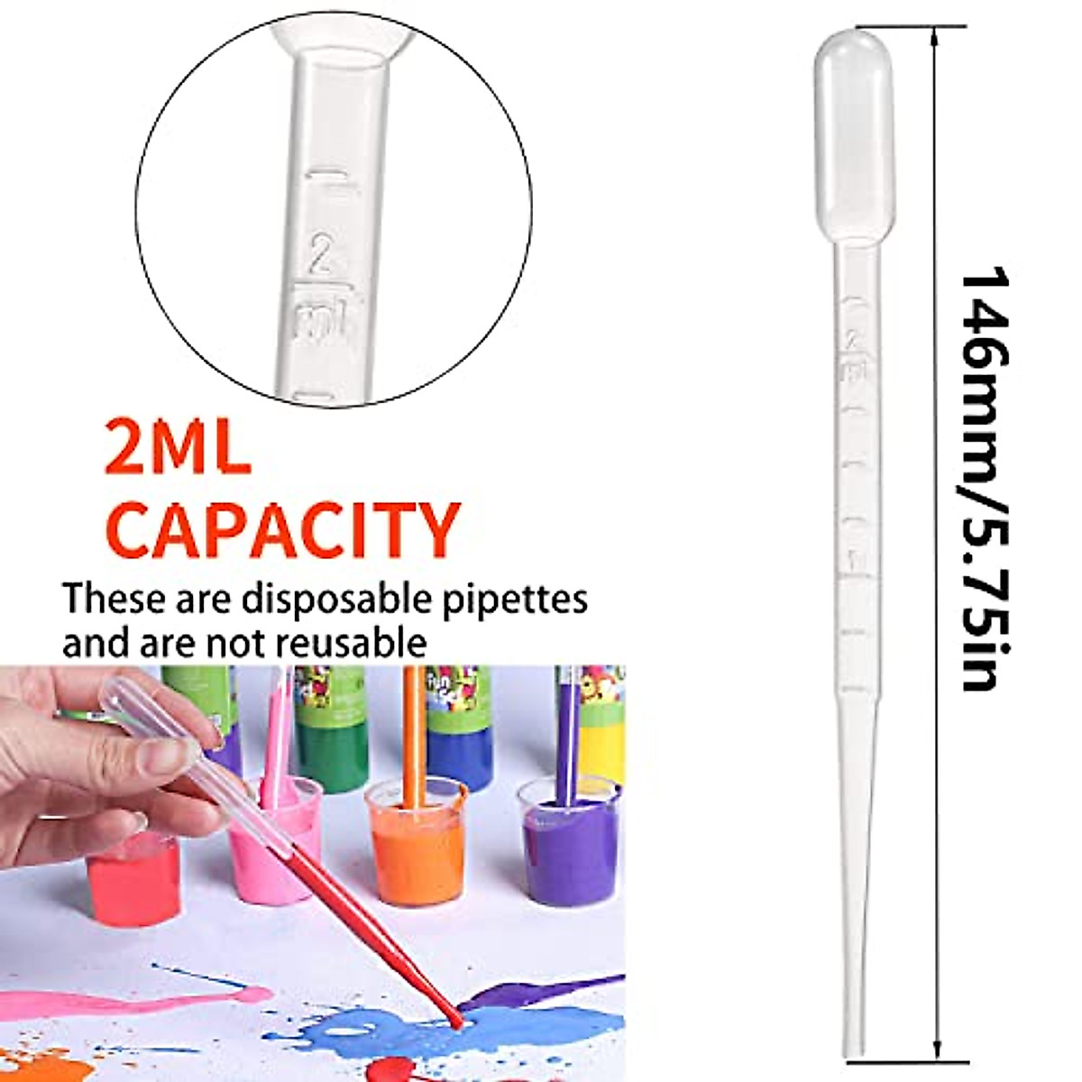 EKIND Plastic Transfer Pipettes - Lab Instruments & Equipment (2ml, Graduated, Pack of 100)