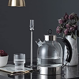 ASCOT Electric Kettle, 100% BPA-Free Glass Electric Tea Kettle, 1.6L 1500W Retro Tea Heater & Hot Water Boiler, No Plastic, with Auto Shut-Off and Boil-Dry Protection (Silver)