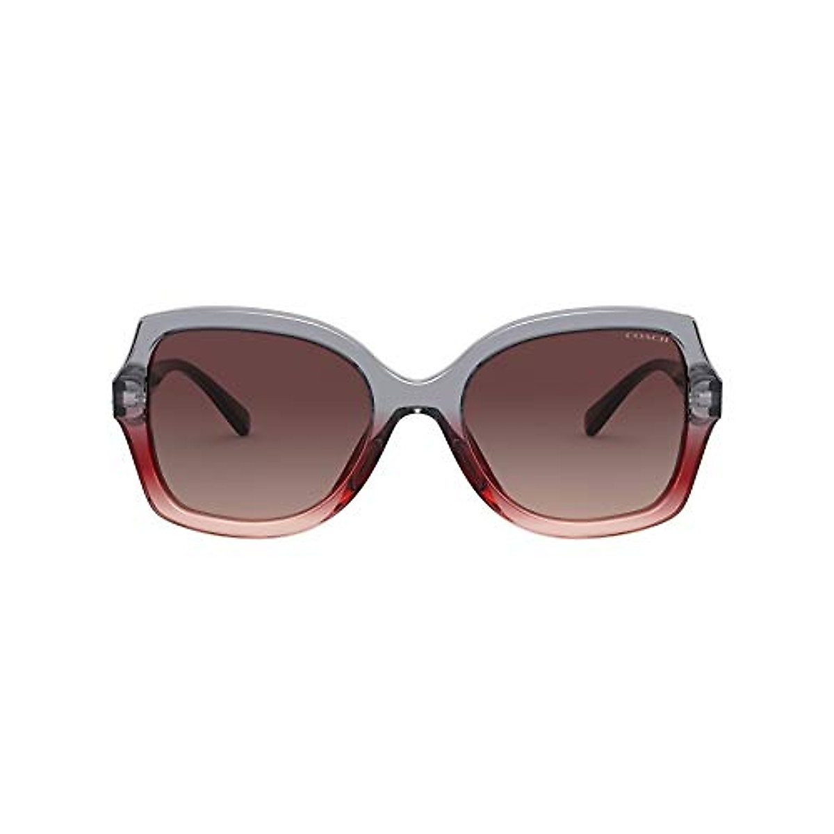 COACH Woman Sunglasses Grey Burgundy Gradient Frame, Burgundy Grey Gradient Lenses, 56MM