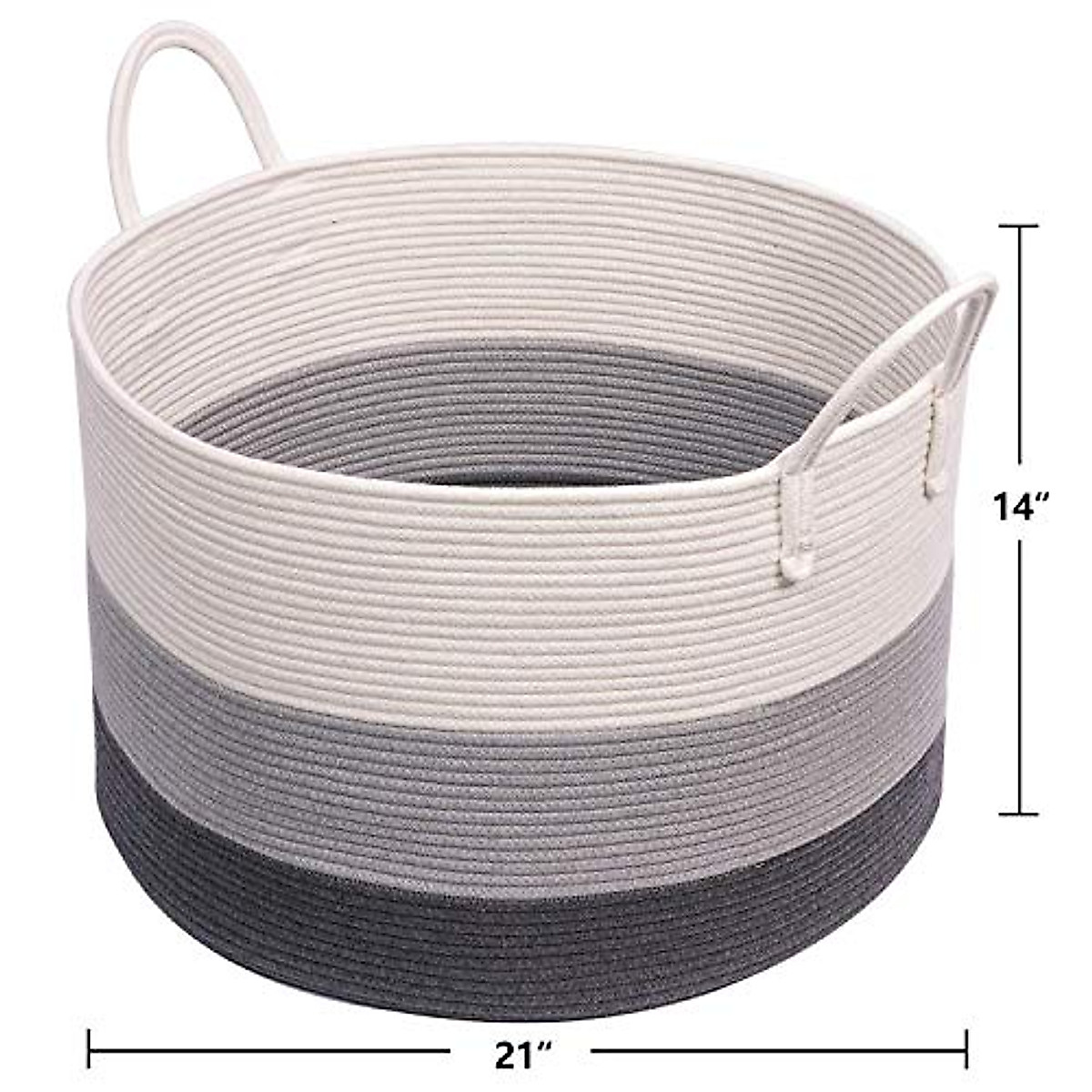 INDRESSME Large Three color Cotton Rope Laundry Baby Nursery Basket (Set of 2)