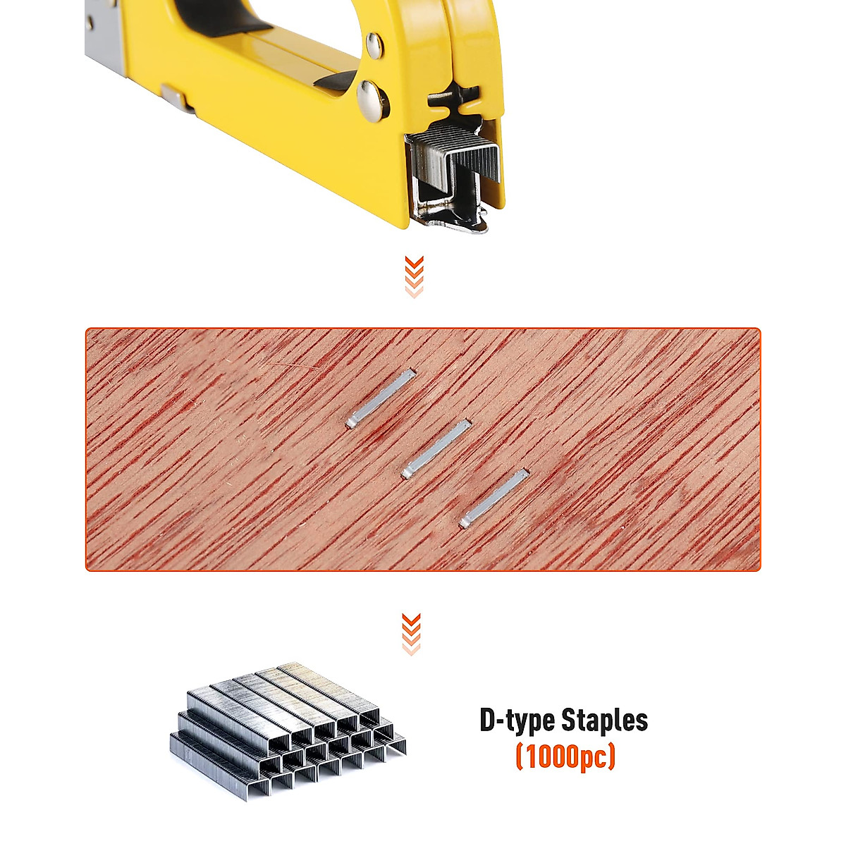 Upholstery Staple Gun Heavy Duty, WELLY Pro 3-in-1 Stapler Gun with 600 Staples, Manual Brad Nailer Power Adjustment Stapler Gun for Wood, Crafts, Carpentry, Decoration DIY (3 in1 Staple Gun)