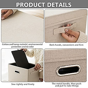 tundsot 3-Pack Large Collapsible Storage Bins With Lids,Fabric Storage Boxes With Lids Stackable,Large Fabric Storage Boxes With Lids,Fabric Storage Boxes With Lids for Organizing (14.6x 10.6x 10.6)