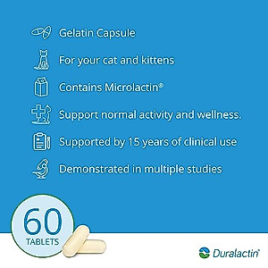 PRN Pharmacal Duralactin Feline Capsules - Cats & Kittens Joint Health and Relief Gelatin Capsules with Dried Milk Protein - 60Ct