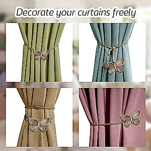 Vineland Retro Brown Butterfly Magnetic Curtain Tie Back, 2 Pack Decorative Resin Animal Boho Holder for Curtains Drape, Rustic Home Decoration