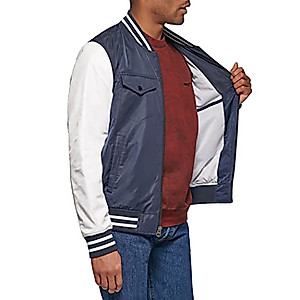 Levi's Men's Colorblock Varsity Bomber Jacket, Navy/White Patch, Large