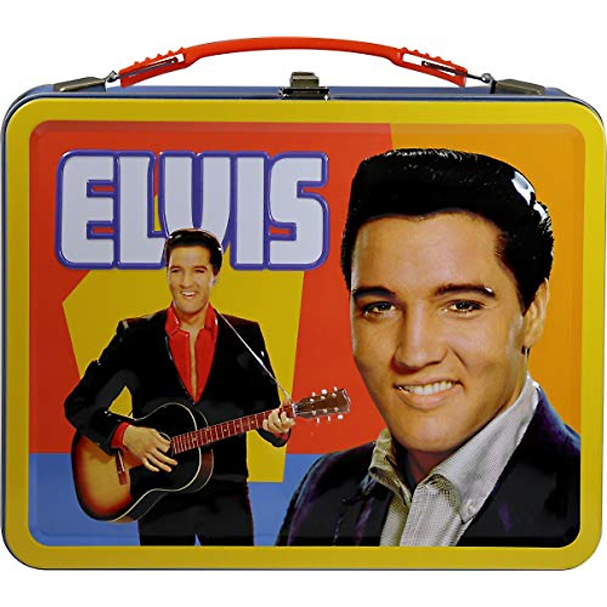 AQUARIUS Elvis Retro Fun Box - Sturdy Tin Storage Box with Plastic Handle & Embossed Front Cover - Officially Licensed Elvis Merchandise & Collectible Gift for Kids, Teens & Adults