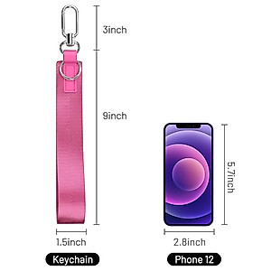 Mum's memory Wristlet Keychain for Women and Men，Key Chain Holder，Wrist Lanyard for Keys(Rose Red)