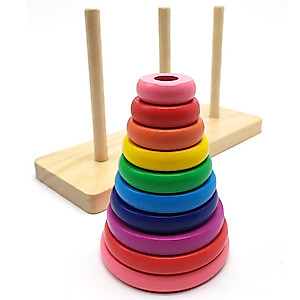 GeekHouse Wooden Stacking Rings for Toddlers, Rainbow Stacker for Kids, Early Learning Toys for Boys and Girls
