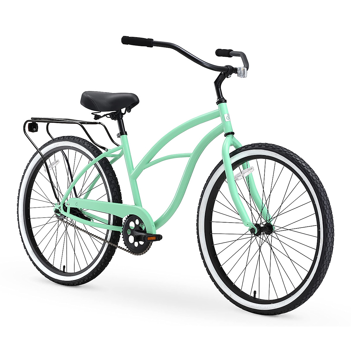 sixthreezero Around The Block Women's Beach Cruiser Bike + ProsourceFit Wicker Bike Basket