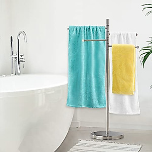 Towel Racks for Bathroom, Modern 4 Swivel Arm Standing Bathroom Towel Rack Stand with Heavy Base, Freestanding Bath Towel Bar Holder, Rustproof Stainless Steel, DECLUTTR