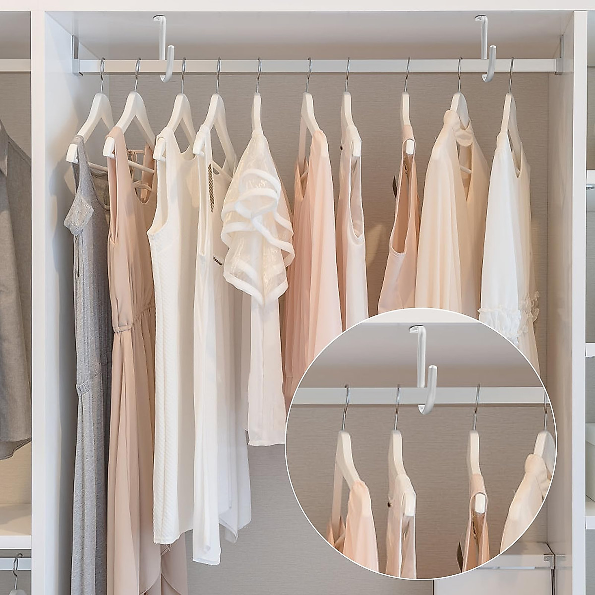 YEXEXINM 8 Sets of 1" Closet Rod Center Support，Heavy Duty Metal Curtain Rod Holder with Screws，Wall Mount Rod Bracket Closet Rod Support Bracket Clothes Storage Hanger for Closet Shelf and Rod