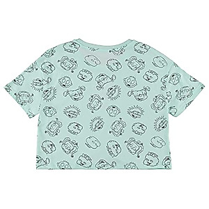 Nickelodeon Ladies 90's Fashion Shirt - Rugrats Angelica and Reptar Allover Crop Top Skimmer Tee (Mint, Small)