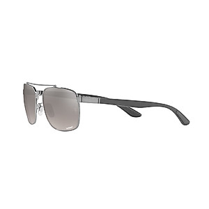 Ray-Ban RB3701 Liteforce Rectangular Sunglasses, Gunmetal/Grey Mirrored Polarized, 59 mm