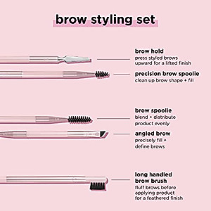 Real Techniques Brow Styling Set, For Lifting Brows, Fill & Style, Dual-ended Makeup Brushes, Full Kit for Eyebrows, Get Full, Laminated, or Natural Brows, Multiuse Tools, 3 Piece Set