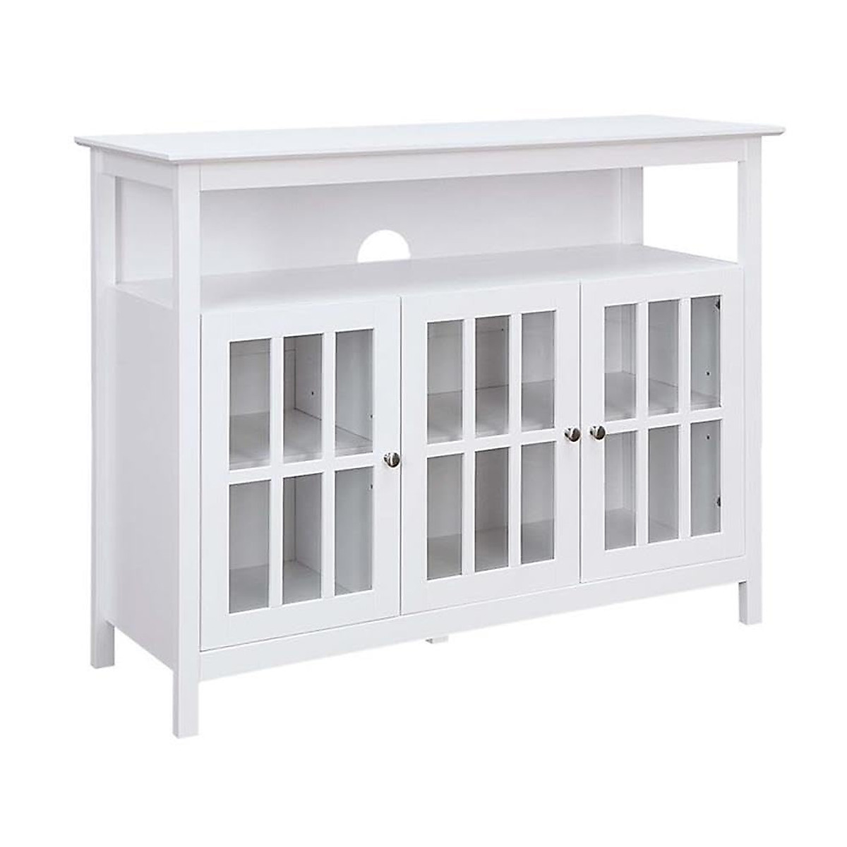 Convenience Concepts Big Sur Deluxe TV Stand with Storage Cabinets and Shelf for TVs up to 55 Inches, White