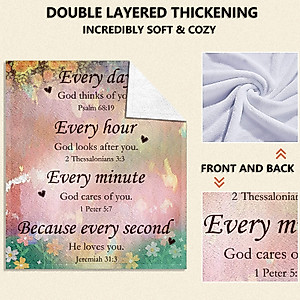 Christian Gifts for Women, Bible Verse Blanket with Inspirational Thoughts and Prayers - Religious Throw Blankets Soft Lightweight Cozy Plush Warm