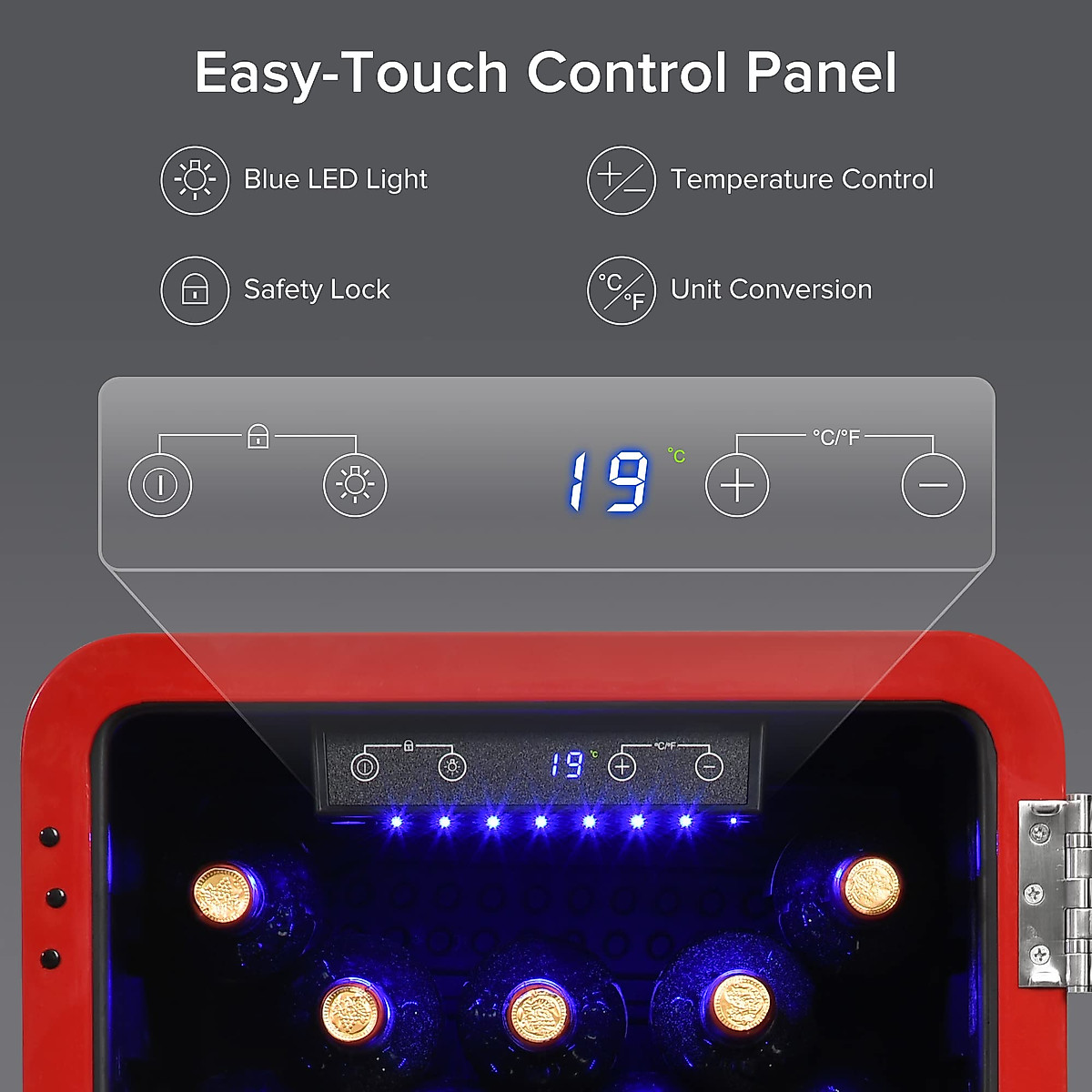 Yehha 1 Cellars 24 Bottle, Compressor Freestanding Refrigerator, Single Zone with Stainless Steel Glass Door, Mini Fridge Cooler, White, Champagne or Sparkling Wine, Red