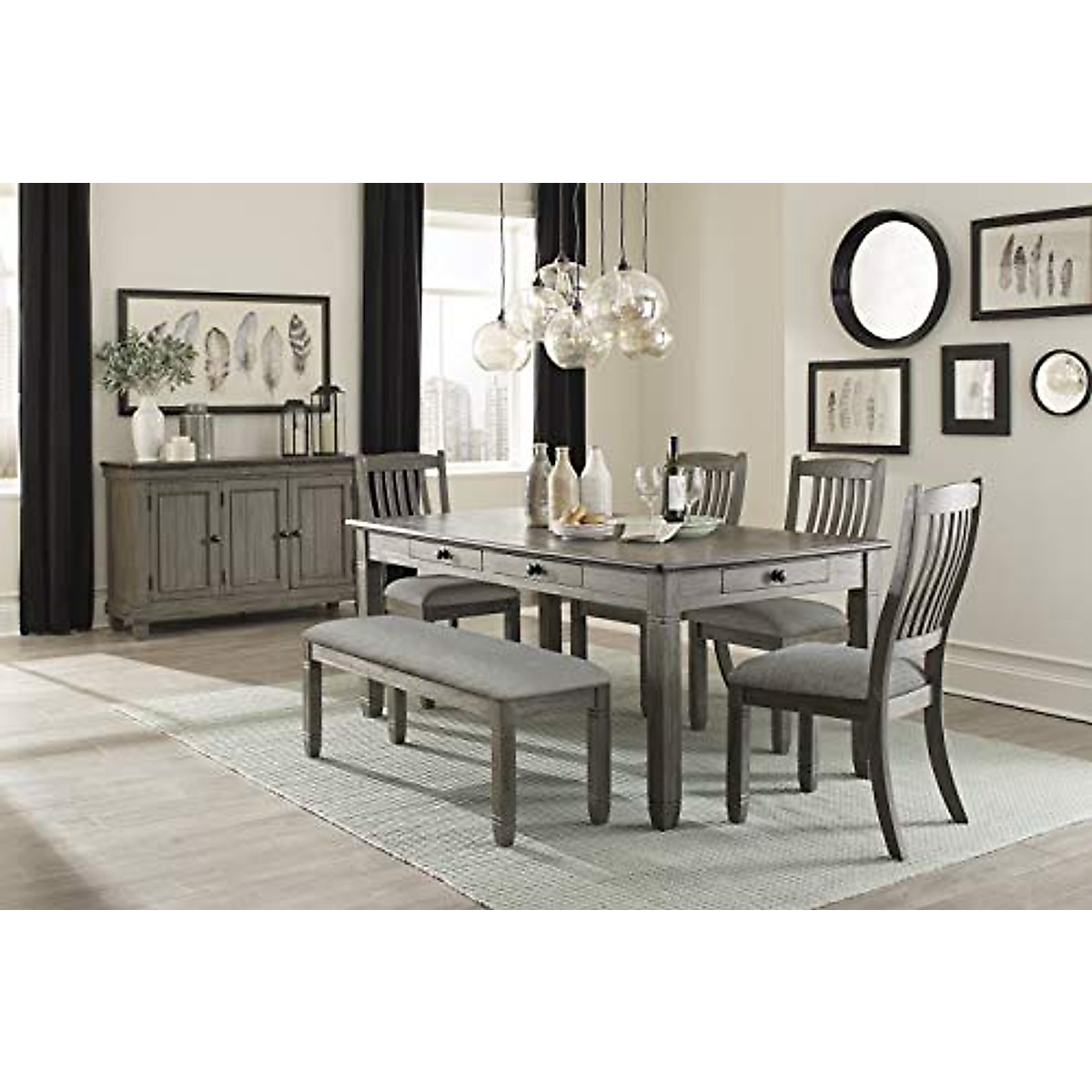 Lexicon Cailloux 48" Dining Bench, Antique Gray