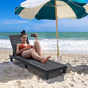 GYMHILL Outdoor Chaise Lounge Chairs 5-Position Adjustable Backrest, Waterproof Resin Sun Loungers for Garden Pool Beach Patio Deck Sunbathing (Black)