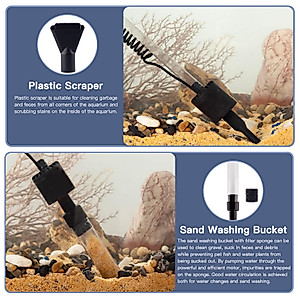 PearlSea Electric Aquarium Gravel Cleaner: 6 in 1 Electric Fish Tank Vacuum Gravel Cleaner for Automatic Water Changer Wash Sand Water Filter Circulation Remove Dirt Adjustable Water Flow (8W, 105GPH)