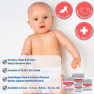 DERMOCREM ‐ Diaper Rash Cream for Baby, Soothes, Heals, and Protects, Relief and Treatment of Diaper Rash, Zinc Oxide Cream (2.1 Oz.(60 G)