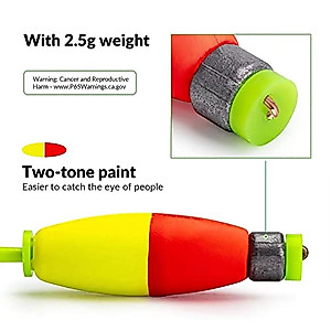 THKFISH Fishing Bobbers 5PCS EVA Foam Floats Red/Yellow Snap-On Spring Fishing Buoy Weighted Snag On Cigar Float for Crappie 3in