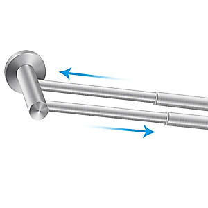 2PCS Double Adjustable Brushed Nickel Towel Bar 17 to 27 Inch, SUS304 Stainless Steel Towel Rack Wall Mounted