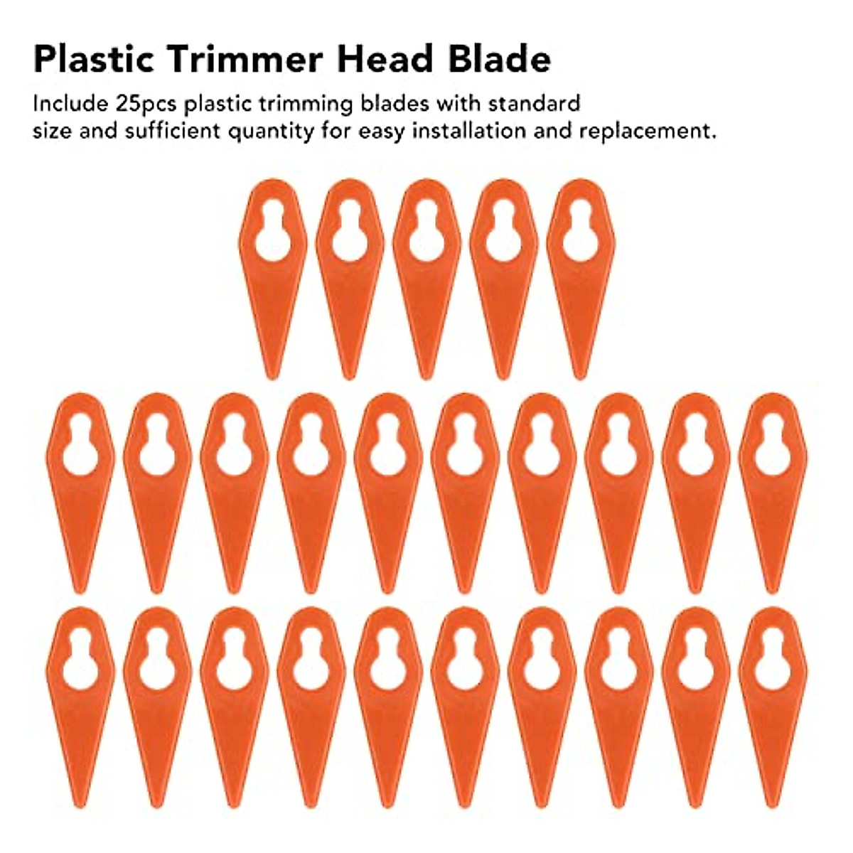 AMONIDA Plastic Trimming Blade, Wear Resistant 25PCS Compact Size Lightweight Lawn Mower Replacement Blades High Reliability Good Stability for Garden Devices (Orange)